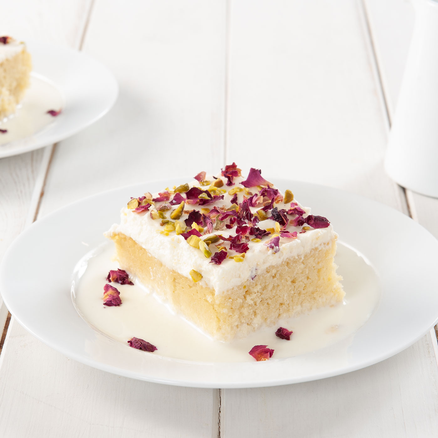 Rose and Pistachio Tres leches Cake – Just Desserts